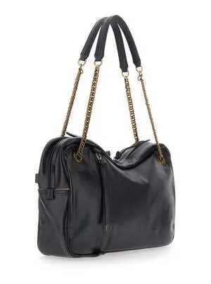 VIVIENNE WESTWOOD Dolce Large' Black Crossbody Bag With Metallic Logo On The Front In Textured Leather For - Multicolor