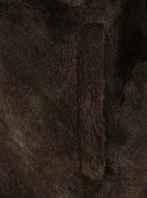 YVES SALOMON Brown Shearling Jacket With Fixed Hood In Fur For