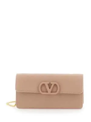 Valentino Garavani Valentino Garavani Women Pink Mini Crossbody Bag With Chain Strap And Vlogo Plaque On The Front In Leather For Women Pink