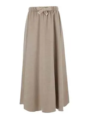 Herno Beige Skirt With Elasticated Waistband And Drawstring In Flannel For - Multicolor
