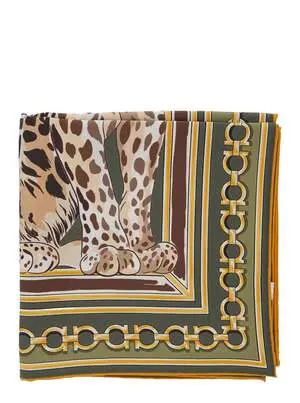 FERRAGAMO Printed Silk Scarf - Green
