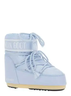 Moon Boot Light Blue Ankle Boots With Logo Lettering And Lace-up Closure In Tech Fabric For - Multicolor