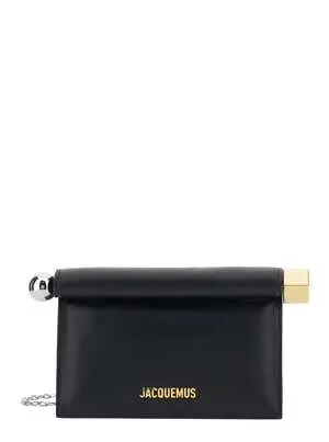 Jacquemus La Petite Pochette Rond Carre Is A Lamb Leather Bag - Black