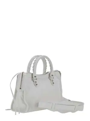 Balenciaga Le City' Small Handbag With Adjustable And Removable Shoulder Strap In Leather For - White