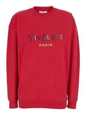 Saint Laurent Sweat Col Rond Broderie Saint - Multicolor