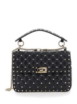 Valentino Garavani Medium Shoulder Bag | Rockstud Spike | Nappa/platinum Studs - Black