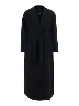 Max Mara S 'poldo' Coat With Notched Revers And Front Belt Closure In Wool For - Black