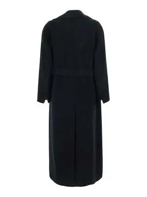 Max Mara S 'poldo' Coat With Notched Revers And Front Belt Closure In Wool For - Black