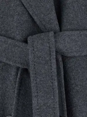 Max Mara Cadmio' Gray Double-breasted Coat With Notched Revers And Front Belt In Cashmere Blend For - Multicolor