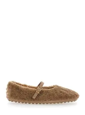 TOD'S Beige Ballet Shoes With Adjustable Strap Closure In Fur For - Multicolor