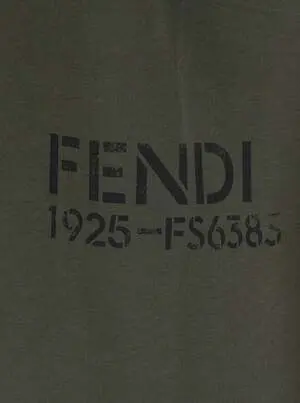 Fendi Green Crew Neck T-shirt With Logo Lettering On The Front In Cotton For