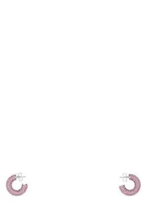 Amina Muaddi Embellished Metal Mini Cameron Earrings - Pink