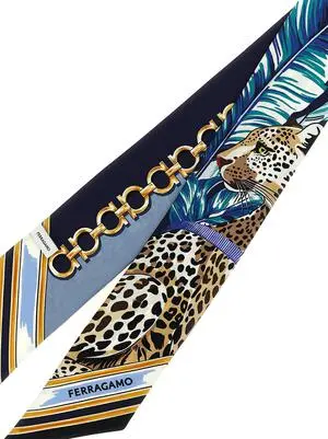 FERRAGAMO Bandeau 'felini' Print - Blue