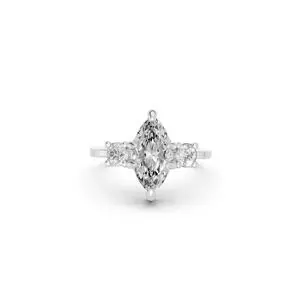 AYA FINE JEWELRY 2 Carat Elara Marquise Igi Certified Lab Grown Diamond Three Stone Engagement Ring In Gold - Yellow