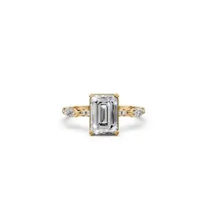 AYA FINE JEWELRY Elara 2 Carat Emerald Cut Igi Certified Lab Grown Diamond Engagement Ring In Gold - Yellow