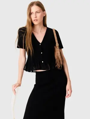Maje Peplum Cardigan - Black
