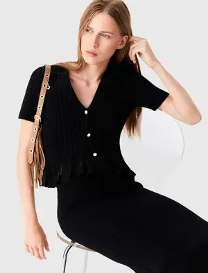 Maje Peplum Cardigan - Black