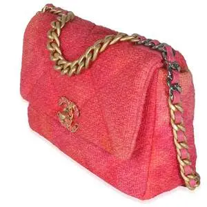 Chanel Coral Tweed Quilted 19 Flap Bag
