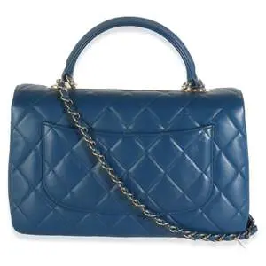Chanel Navy Quilted Lambskin Trendy Top Handle Bag