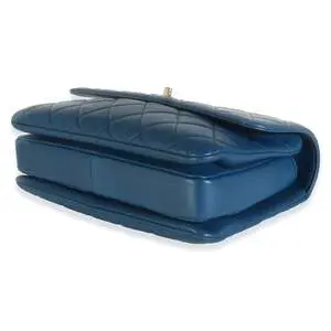 Chanel Navy Quilted Lambskin Trendy Top Handle Bag