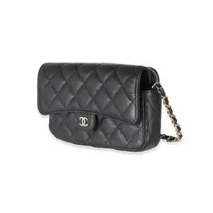 Chanel Quilted Caviar Flap Phone Handbag With Chain
