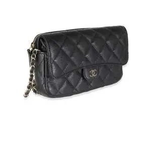 Chanel Quilted Caviar Flap Phone Handbag With Chain