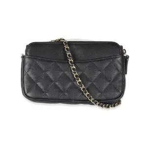Chanel Quilted Caviar Flap Phone Handbag With Chain