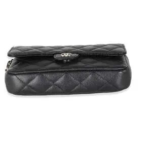 Chanel Quilted Caviar Flap Phone Handbag With Chain