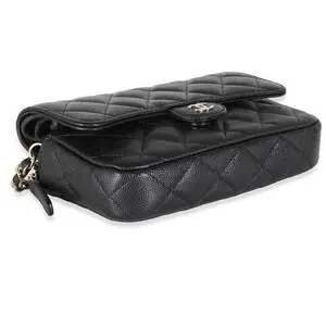 Chanel Quilted Caviar Flap Phone Handbag With Chain