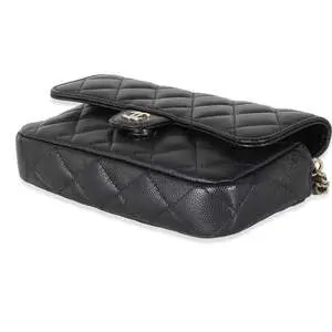 Chanel Quilted Caviar Flap Phone Handbag With Chain