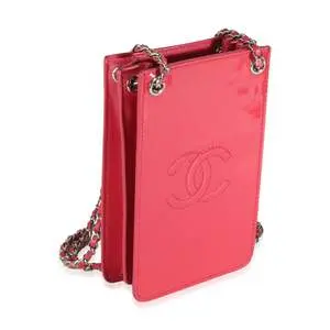 Chanel Patent Cc Phone Holder With Chain