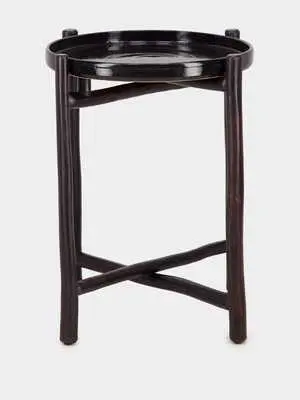 TINJA Black Mida High Dark Wood Table - Brown