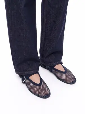 Alaïa Mesh Ballet Flats With Crystals - Blue