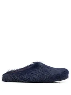 Marni Fussbett Calf-hair Sabot Slippers - Blue