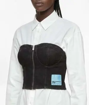 Karl Lagerfeld Klj X Pietro Terzini Denim Bandeau Top - Washed Black
