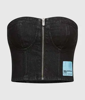 Karl Lagerfeld Klj X Pietro Terzini Denim Bandeau Top - Washed Black