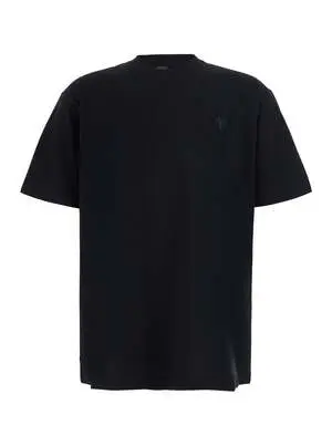 Gucci Black Crew Neck T-shirt With Crest Embroidery On The Front In Blend Cotton For - Multicolor