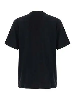 Gucci Black Crew Neck T-shirt With Crest Embroidery On The Front In Blend Cotton For - Multicolor
