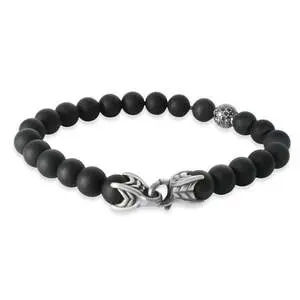 David Yurman Sterling Silver Diamond Spiritual Bead Bracelet