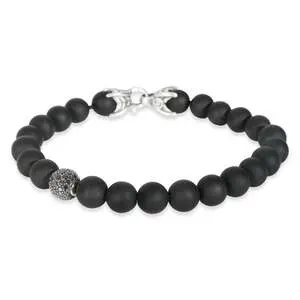 David Yurman Sterling Silver Diamond Spiritual Bead Bracelet