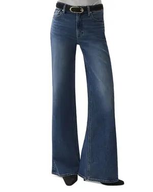 PISTOLA Vivian Mid Rise Wide Leg Jeans In Blue Depths - Blue Depth