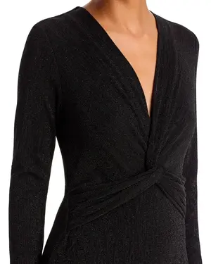 Aqua Twist Long Sleeve Metallic Jersey Dress Exclusive