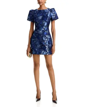 Aqua Brocade Short Sleeve Mini Dress Exclusive