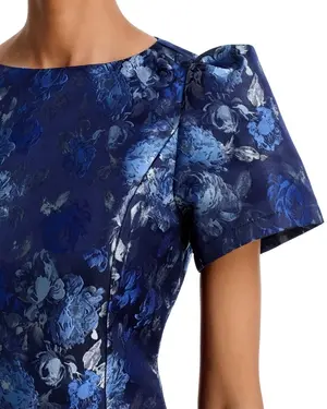 Aqua Brocade Short Sleeve Mini Dress Exclusive