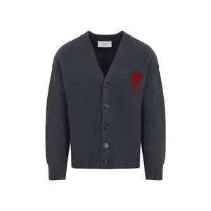 AMI Paris Adc Cardigan - Gray