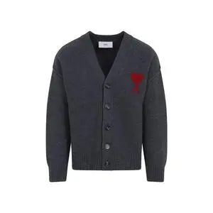 AMI Paris Adc Cardigan - Gray