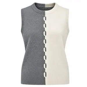 LUELLA FASHION Arbroath Cashmere Blend Colour Block Tank Top Grey & Ivory - Grey/white