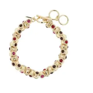 OTAZU Red / Gold Vintage Barrel Bracelet Siam - Red/gold