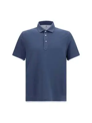 Brunello Cucinelli Short-sleeve Cotton Polo Shirt - Blue