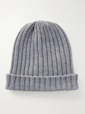 Thom Sweeney Ribbed Cashmere Beanie - Gray